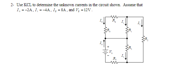 Solved 2- Use KCL to determine the unknown currents in the | Chegg.com