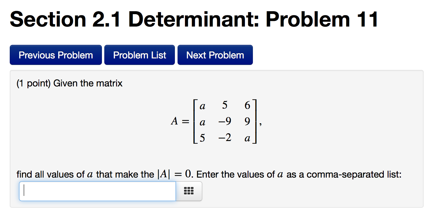 Solved Section 2.1 Determinant: Problem 11 Previous Problem | Chegg.com