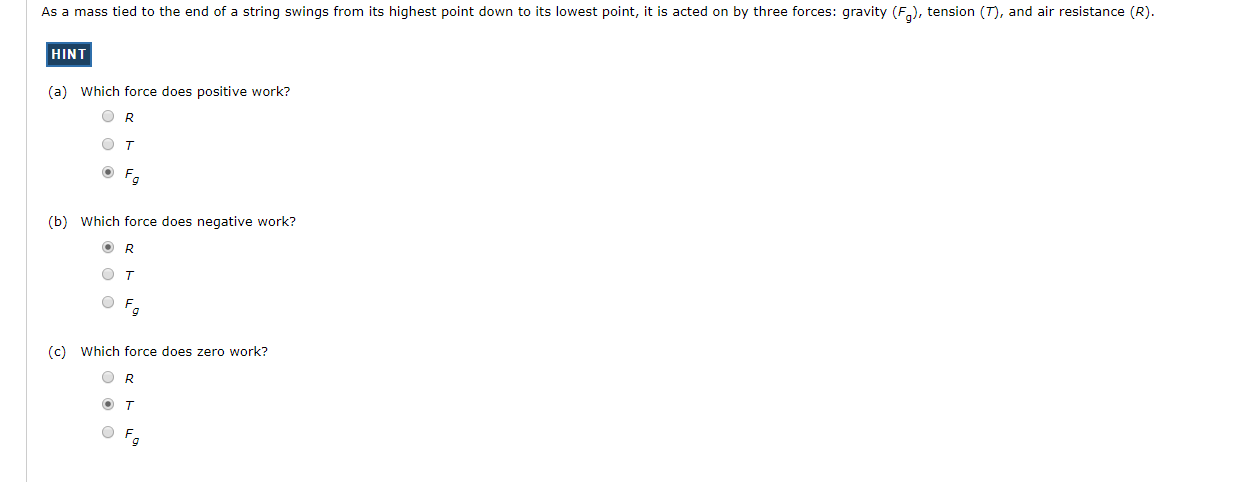 Solved As a mass tied to the end of a string swings from its | Chegg.com