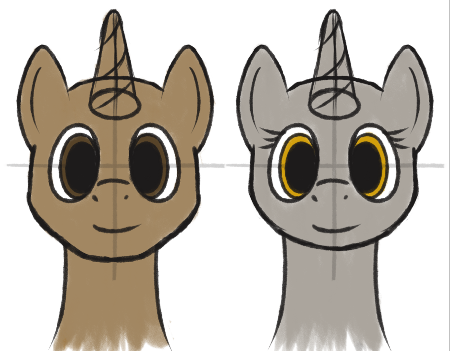 [Critique Request] I'm trying to draw a pony head in front view (read ...