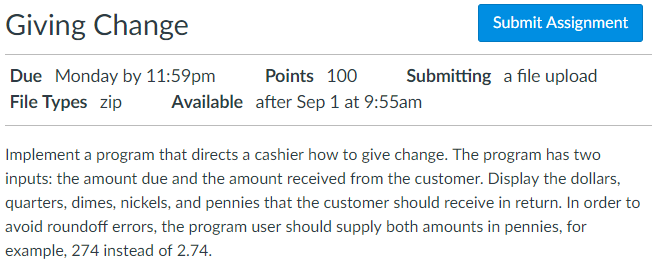 Solved Implement a program that directs a cashier how to | Chegg.com