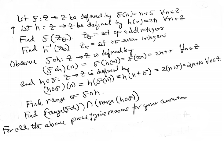 Solved LEt F: z rightarrow z be defined by F(n) = n + 5 | Chegg.com