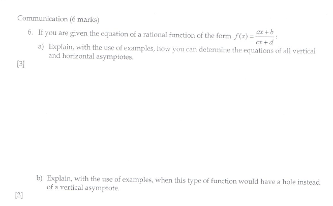Solved If you are given the equation of a rational function | Chegg.com