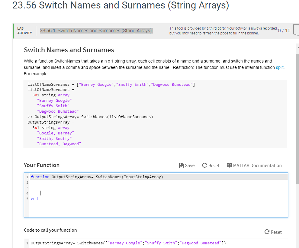 Solved 2356 Switch Names And Surnames String Arrays Lab 