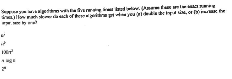 Solved Suppose you have algorithms with the five running | Chegg.com Solved Suppose you have algorithms with the five running | Chegg.com
