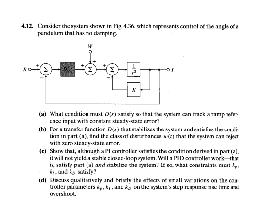 Solved 4.12. Consider the system shown in Fig. 4.36, which | Chegg.com