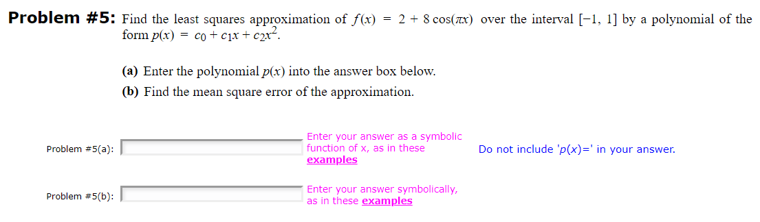 Solved Problem 5 Find The Least Squares Approximation Of 6980