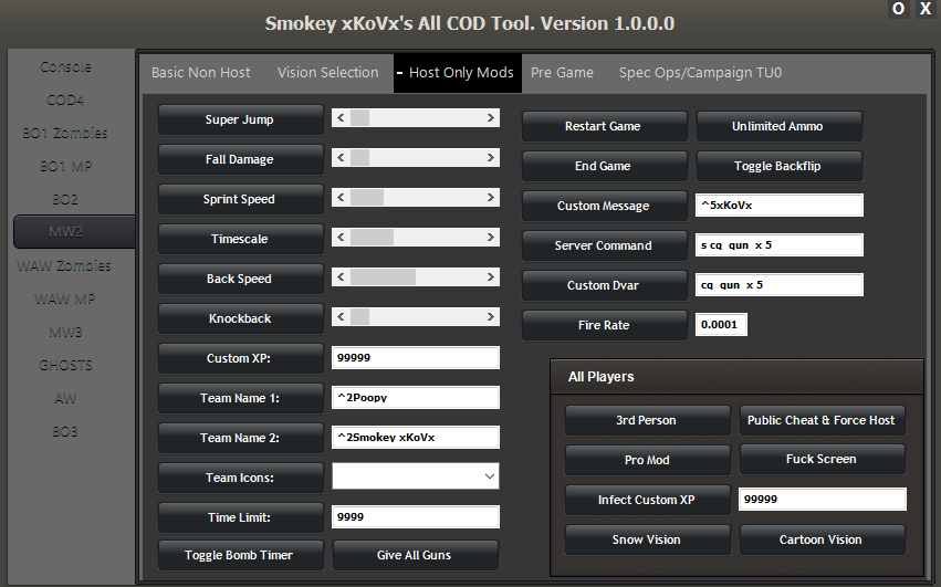Mod Menu - Smokey xKoVx Multi Tool Spec Ops Mods Menu & Multiplayer ...