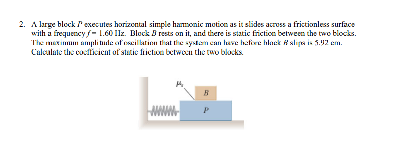 Solved 2. A large block P executes horizontal simple | Chegg.com