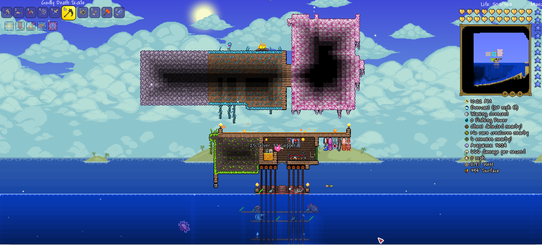 Having trouble creating Hallow biome for my ocean grinder. : Terraria