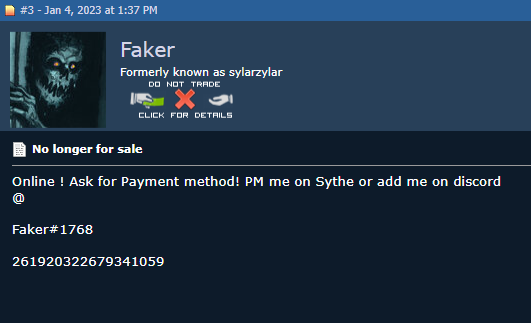 Faker requesting a pardon for lying about being OO of an account | Sell ...