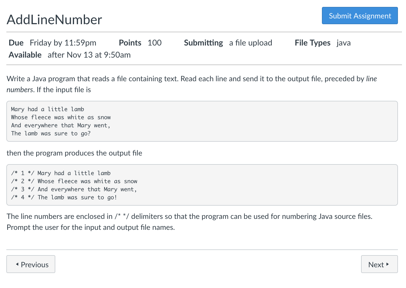 Solved AddLineNumber Submit Assignment Points 100 Submitting | Chegg.com