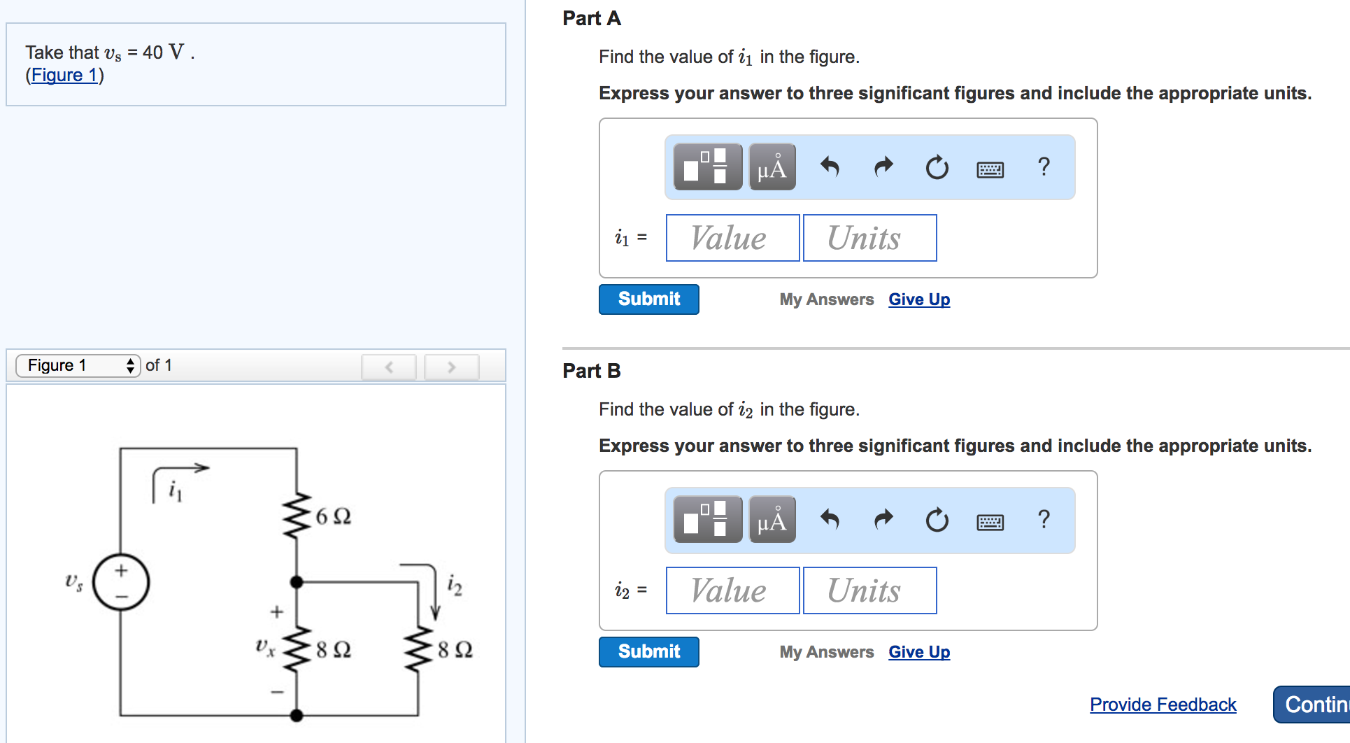 Solved Take that v_s = 40 V. (Figure 1) Find the value of | Chegg.com