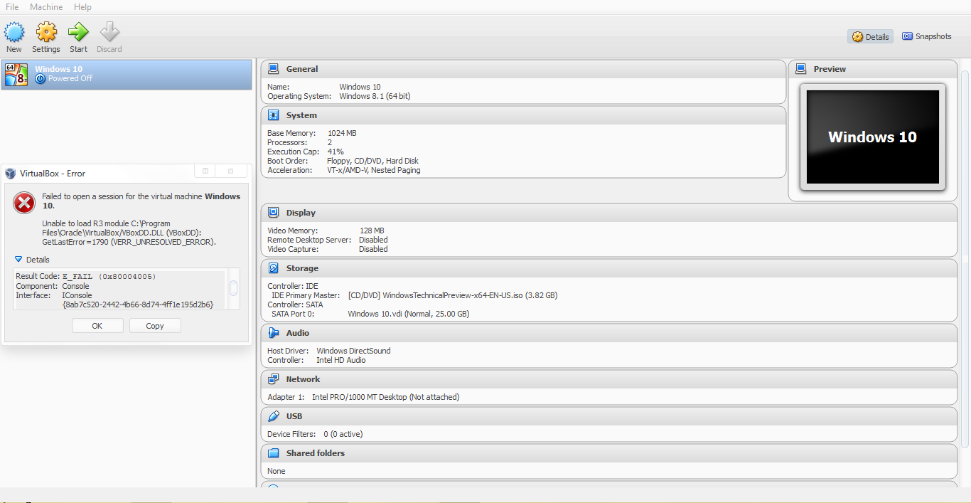 Windows 10 tech preview problems : r/virtualbox