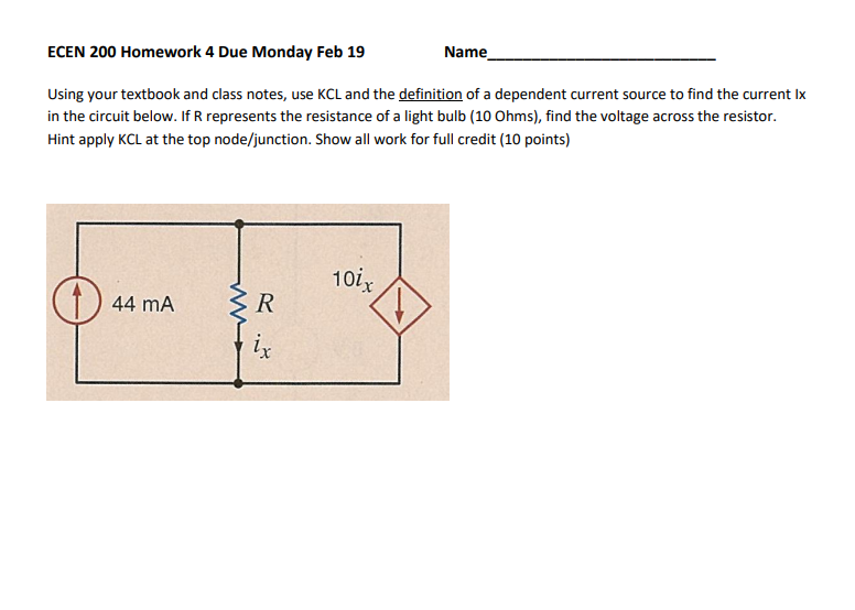 Solved ECEN 200 Homework 4 Due Monday Feb 19 Nlnn Using your | Chegg.com