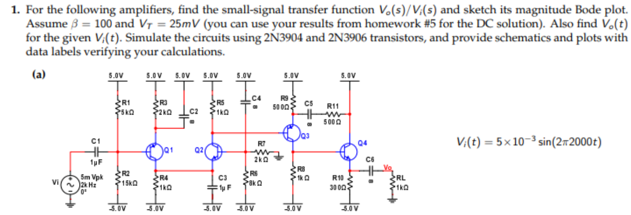 Solved 1. For the following amplifiers, find the | Chegg.com