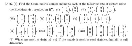 Solved 3.4.22.(a) Find the Gram matrix corresponding to each | Chegg.com