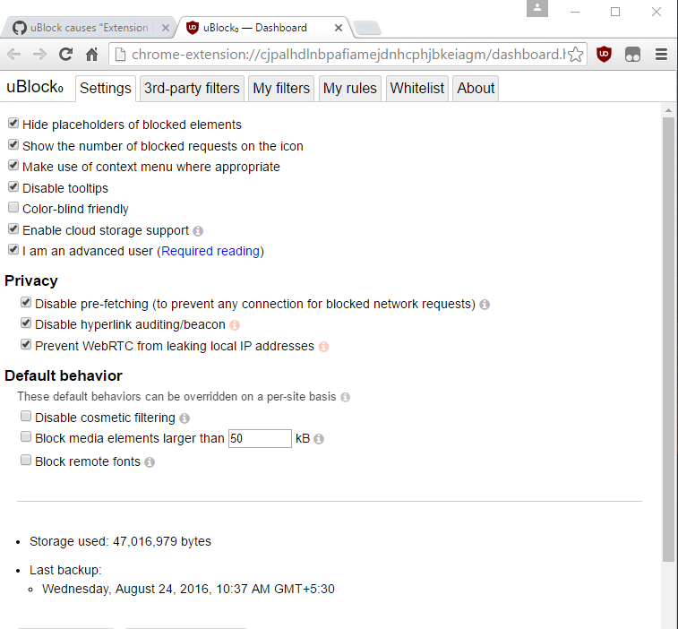 uBlock causes "Extension Error" in TamperMonkey's user script via CSP policy on Github.com ...