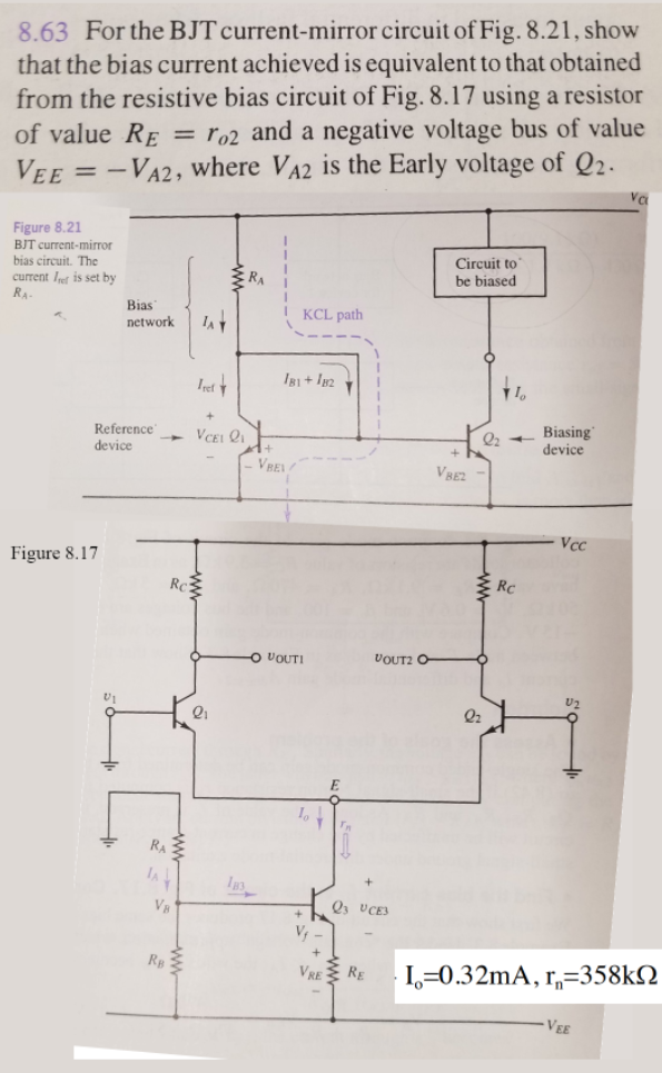 Solved 8.63 For the BJT current-mirror circuit of Fig. 8.21, | Chegg.com