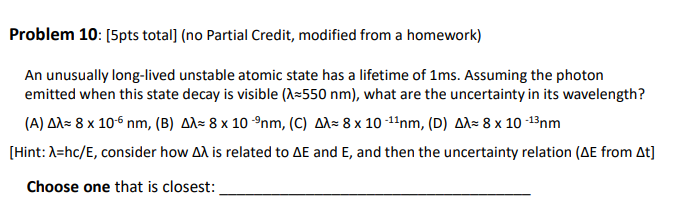 Solved Problem 10: [5pts total] (no Partial Credit, modified | Chegg.com