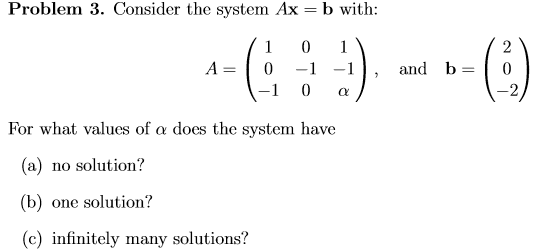 Solved Problem. 3. Consider the systern Ax = b with: A=| | Chegg.com
