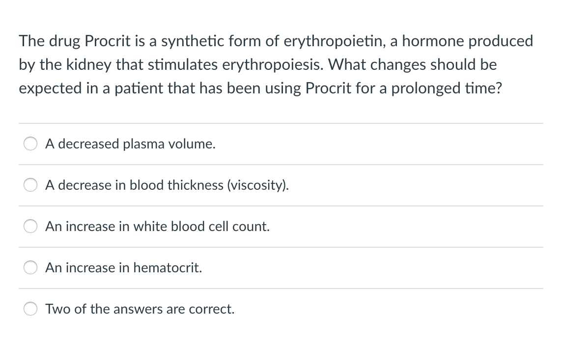 Solved The drug Procrit is a synthetic form of | Chegg.com