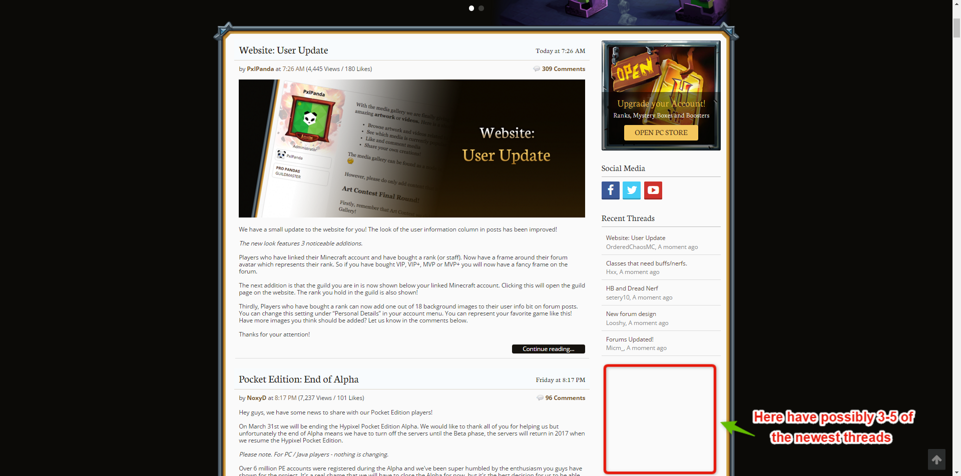 [Idea and Feedback] Should there be a new section on the front page? | Hypixel Forums