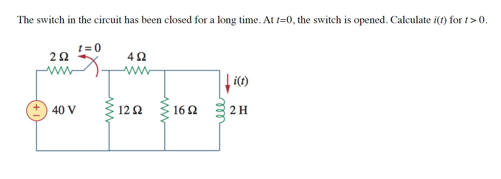 Solved The switch in the circuit has been closed for a long | Chegg.com