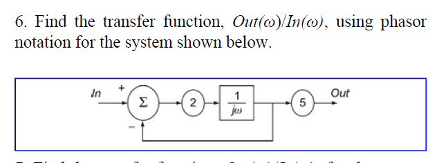 Solved 6. Find the transfer function, Out(o)/In(o), using | Chegg.com
