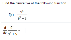 Solved Find the derivative of the following function. f(x) | Chegg.com