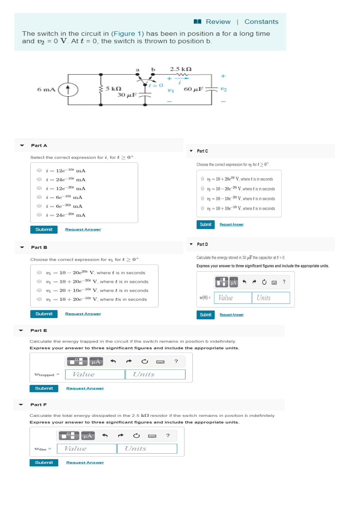 Solved Review | Constants The switch in the circuit in | Chegg.com