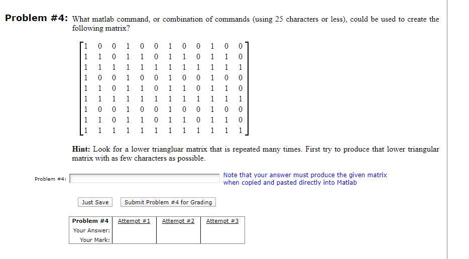 Solved Problem 4 What Matlab Command Or Combination Of