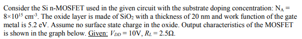 Solved Consider the Si n-MOSFET used in the given circuit | Chegg.com