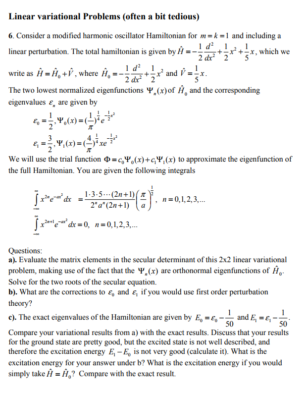Solved Linear variational Problems (often a bit tedious) 6. | Chegg.com