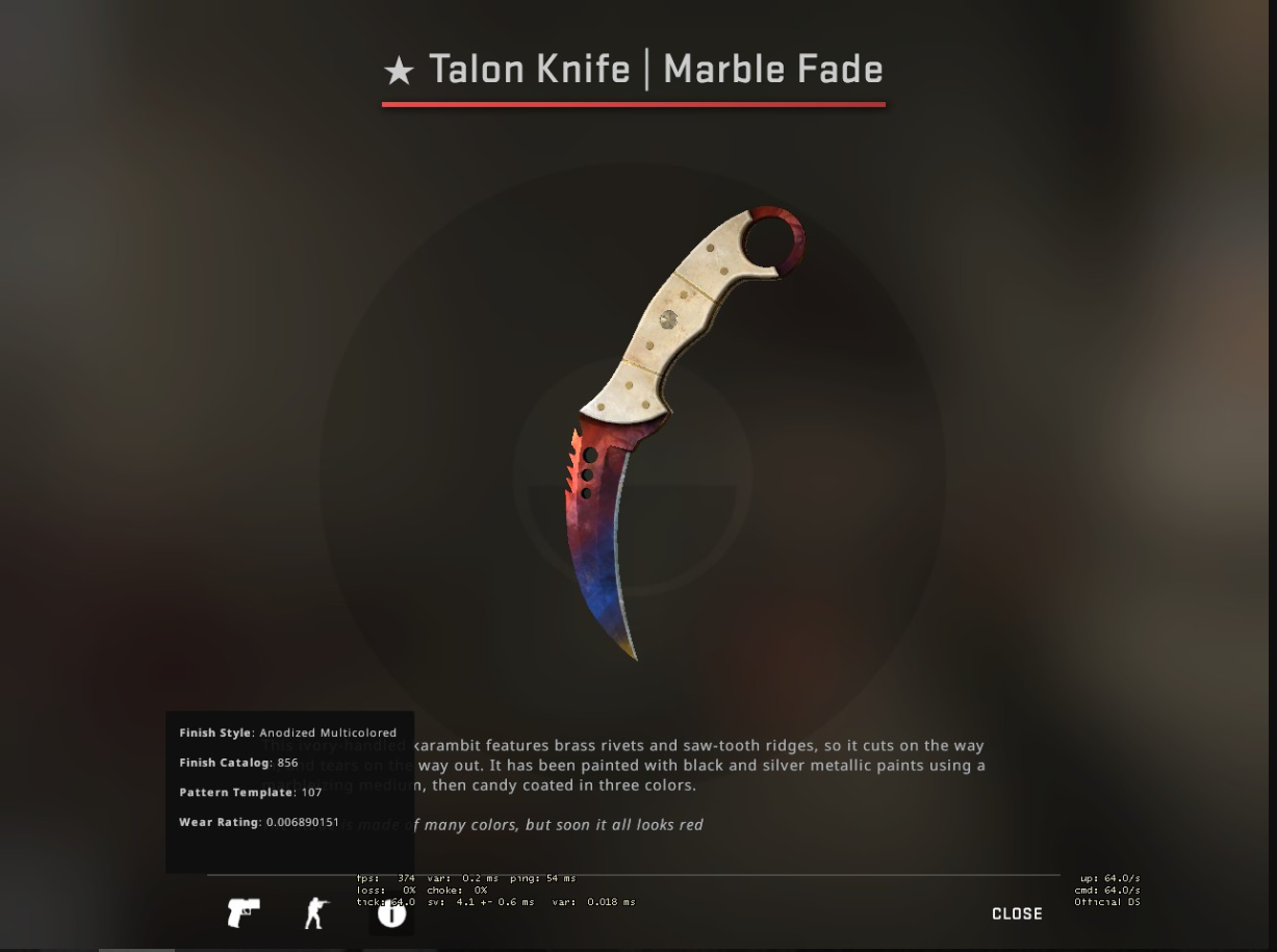 [PC] Talon marble fade 0.006 "fire and ice" pattern : r ...