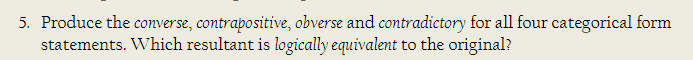 Solved Produce the converse, contrapositive, obverse and | Chegg.com