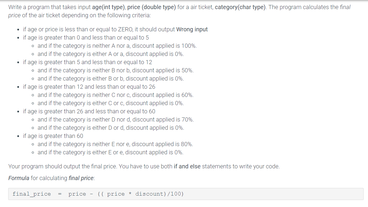 Solved Write A Program That Takes Input Ageint Type Price 