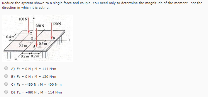 Solved Reduce the system shown to a single force and couple. | Chegg.com