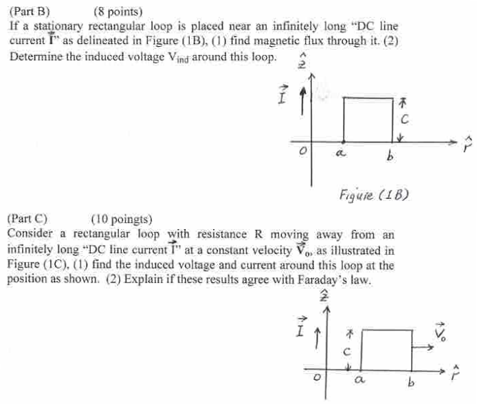 Solved (8 points) (Part B) If a stationary rectangular loop | Chegg.com