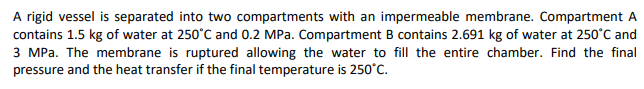 Solved A rigid vessel is separated into two compartments | Chegg.com