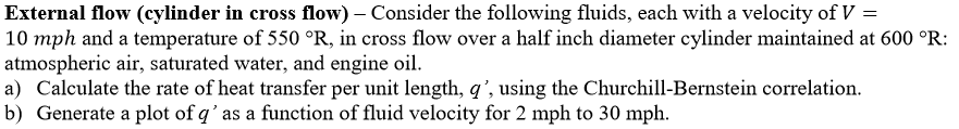 Solved External flow (cylinder in cross flow)-Consider the | Chegg.com