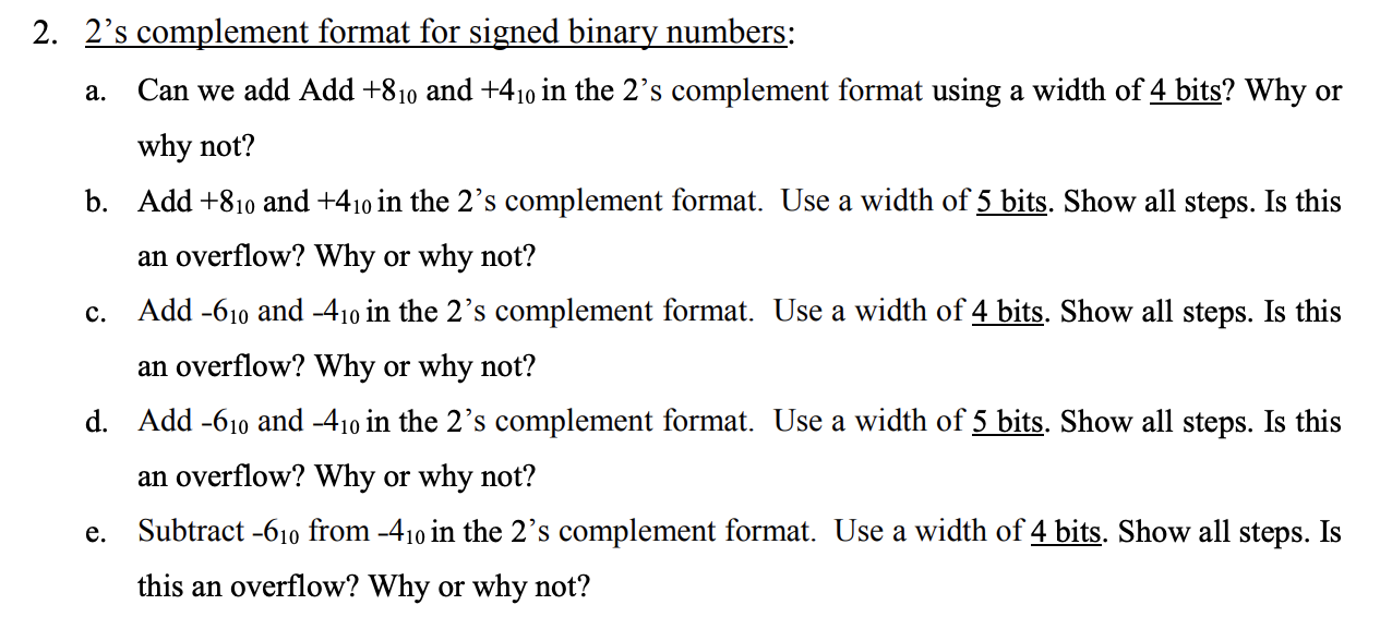 Solved 2 2 S Complement Format For Signed Binary Numbers