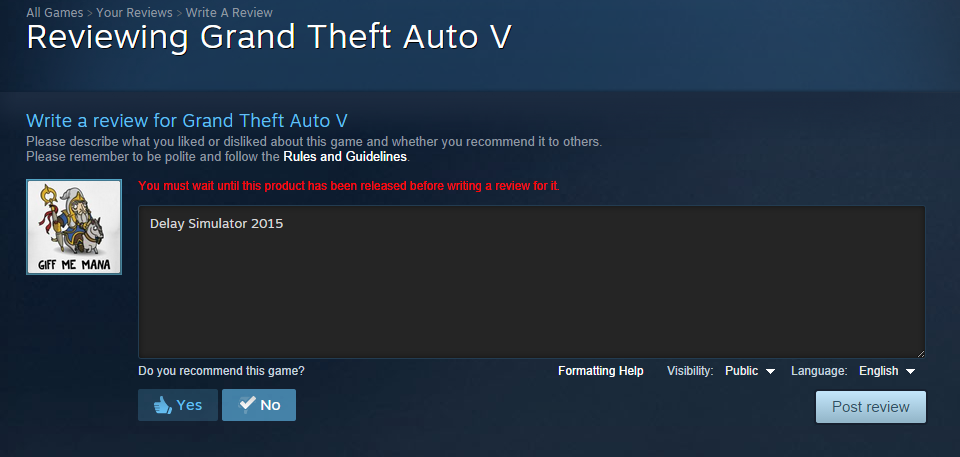 My GTA V Steam Review : r/GrandTheftAutoV_PC