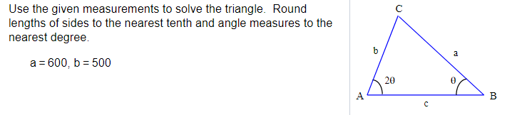Solved Use the given measurements to solve the triangle. | Chegg.com