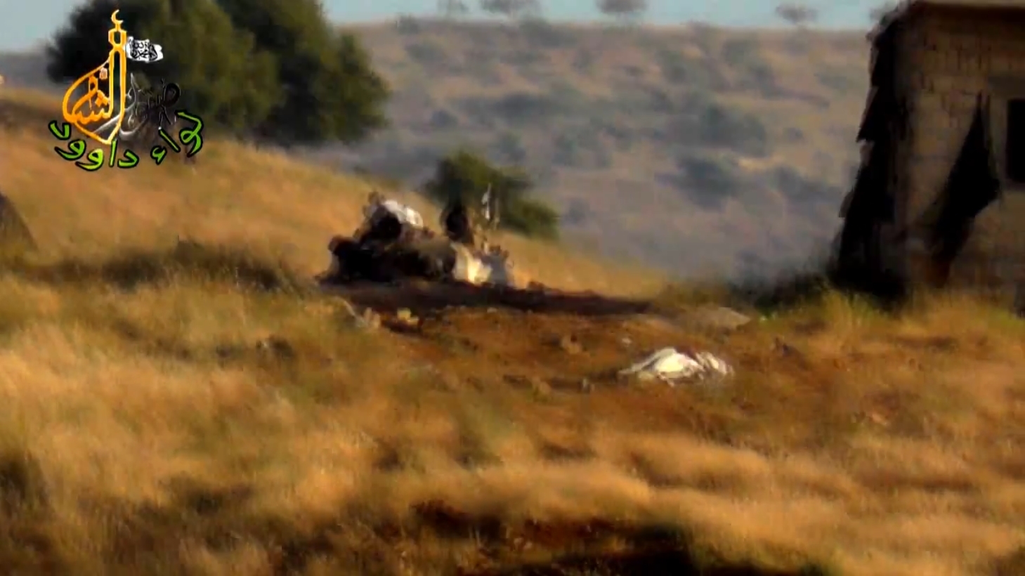 An alleged SPG-9 recoilless rifle hit by Liwa Ansar Allah on an SAA ...