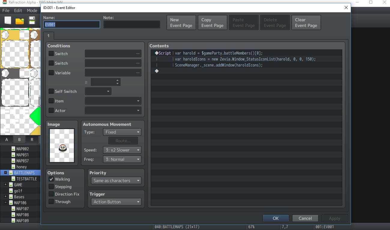 What is the name for the window that holds the status icons? | RPG ...