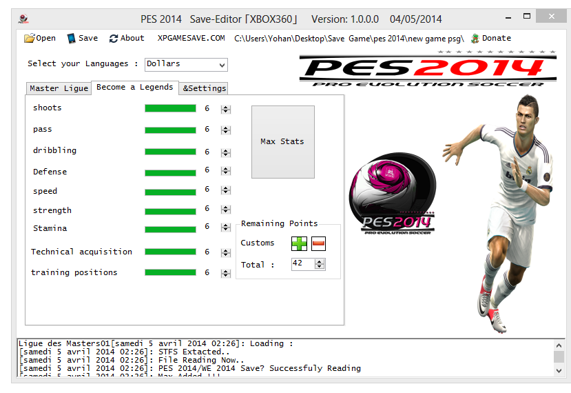[New][ PRO EVOLUTION SOCCER 2014 Save Editor ]- Xbox 360 Mod Tool | XPG ...