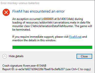 Carvariations exception - Discussion - Cfx.re Community