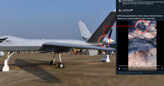 Moments of the shootdown of Turkish UAV aircraft TAI Anka east of ...