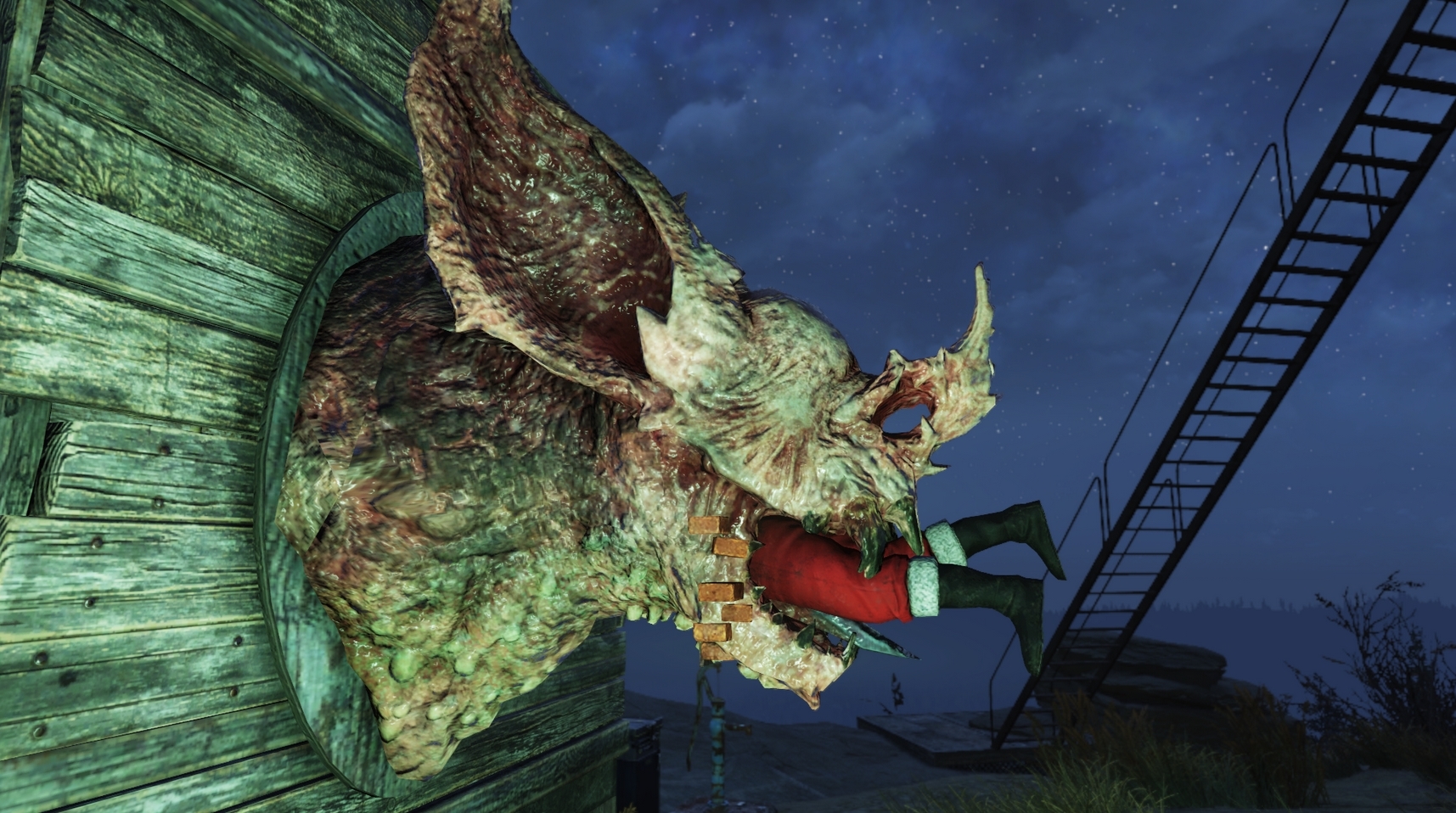 PSA: you can place the santa crash into a mounted scorchbeast queen ...